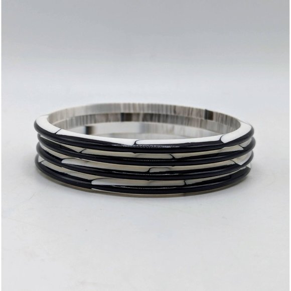 Unbranded | Jewelry | Vintage Black And White Lacquer Bangle Bracelet ...